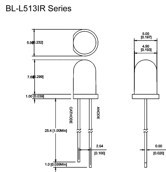 BL-L513IR 5мм инфракрасные светодиоды СВЕТОДИОДЫ Диоды, стабилитроны ...